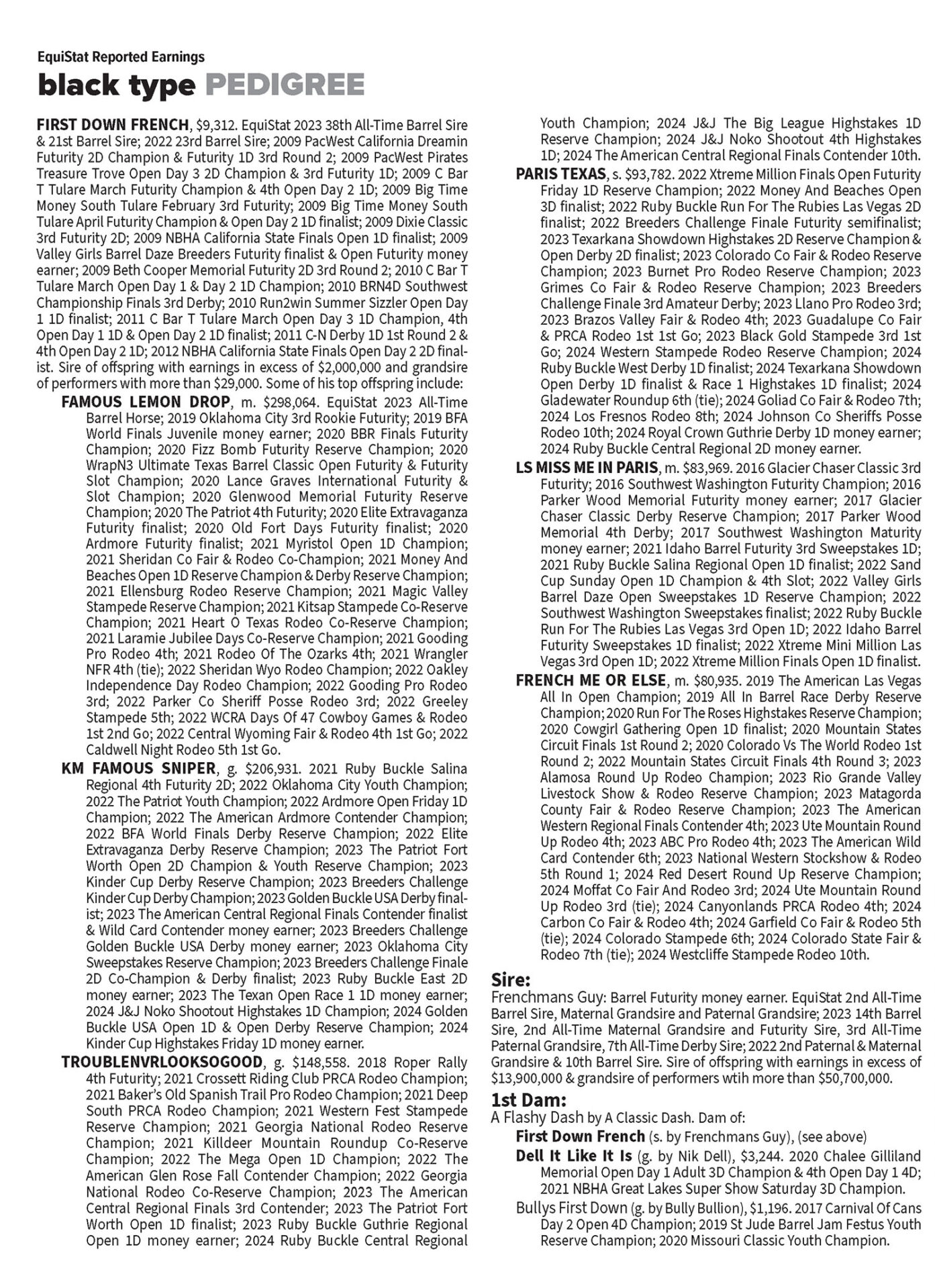 First Down French – Stallion Register Directory